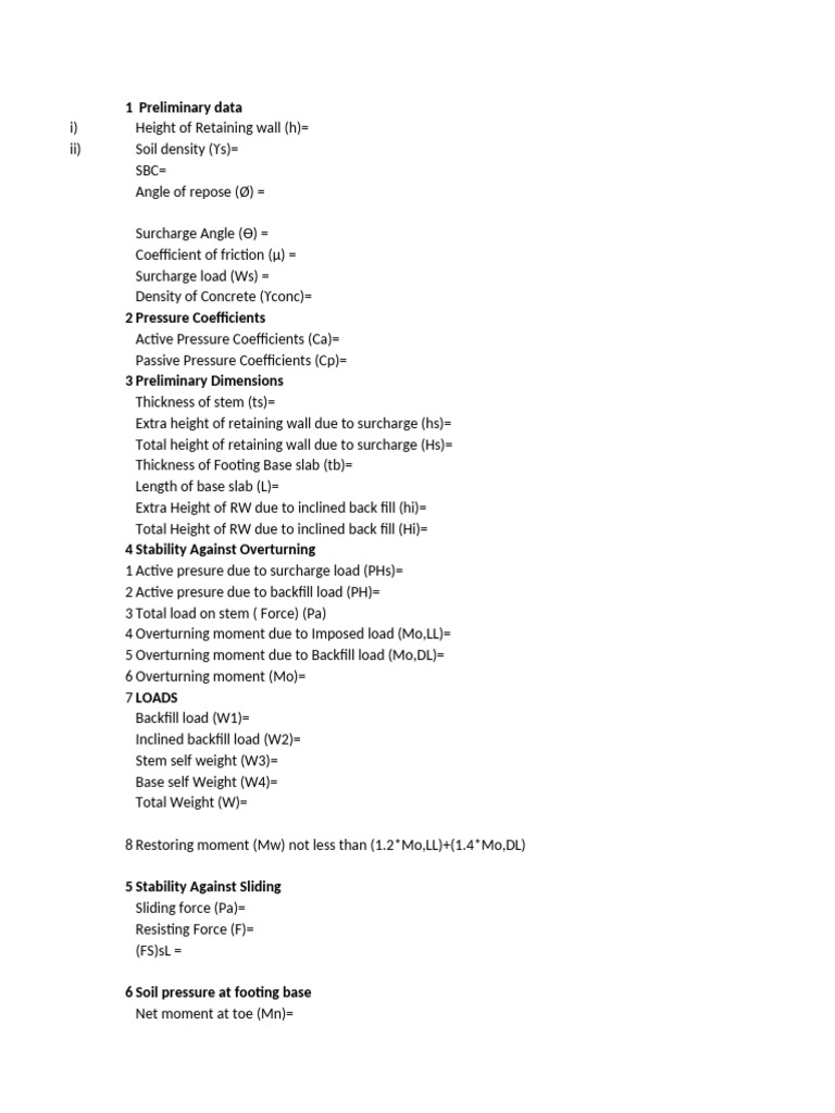 Retaining Wall Design Calculations | PDF | Soil Science | Building ...