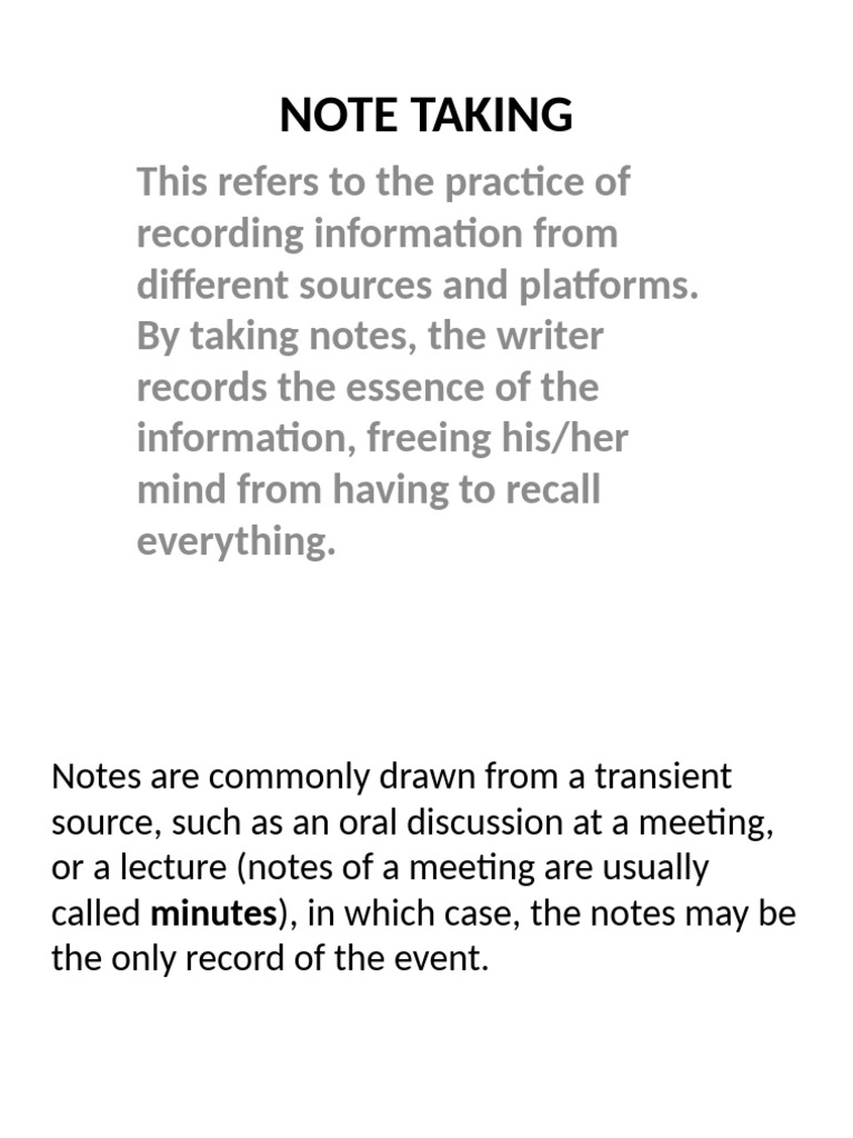 Note Taking | PDF | Human Communication | Writing