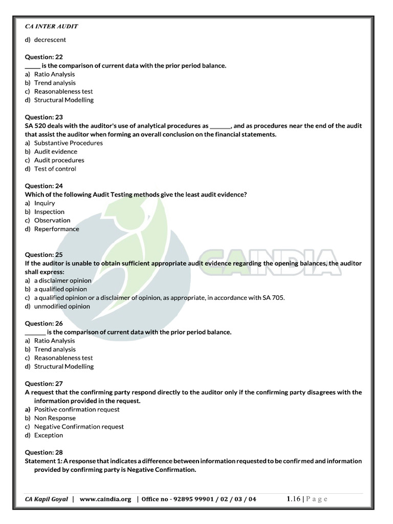 Audit MCQ 2 | PDF