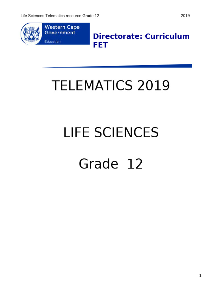 Life Sciences Grade 12 English Telematics 2019 | PDF | Meiosis | Pancreas
