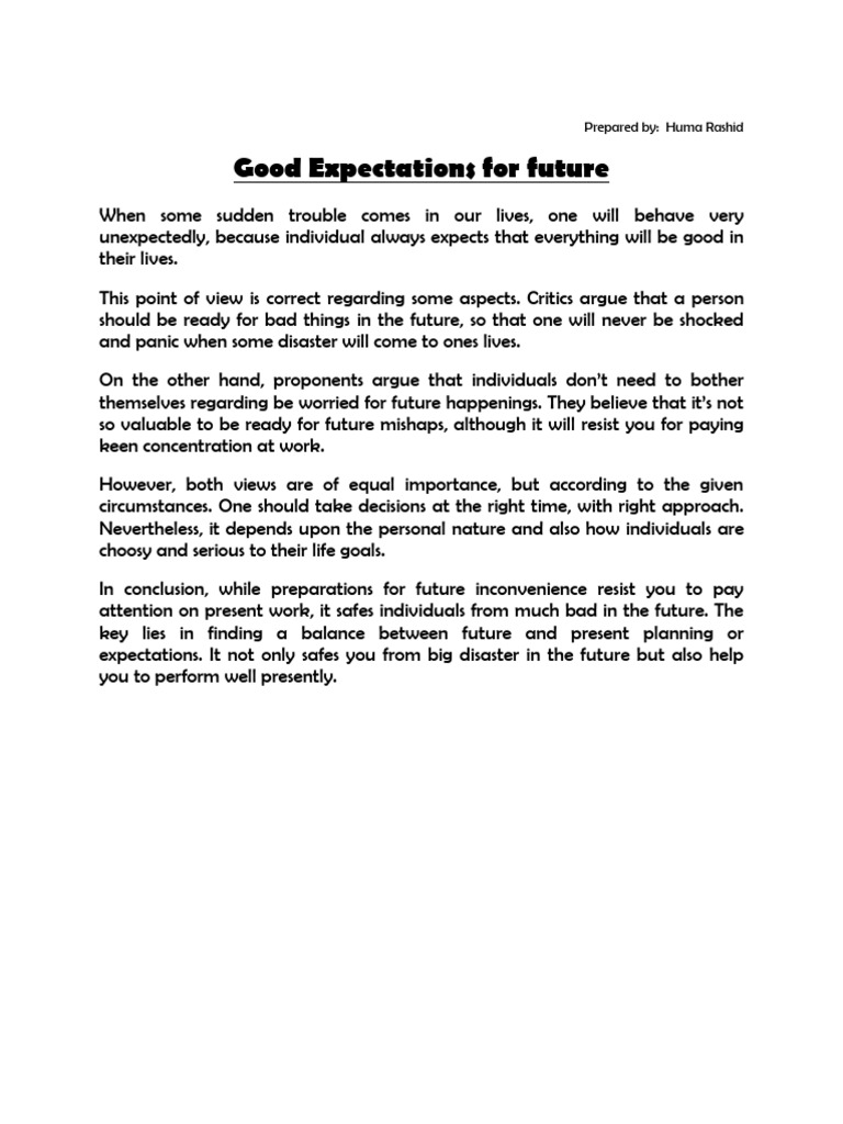 Good Expectations For Future | PDF