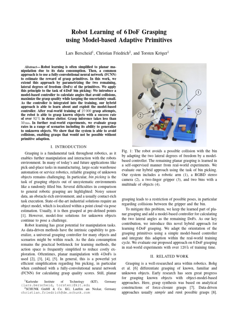 Berscheid Et Al. - 2021 - Robot Learning of 6 DoF Grasping Using Model-Based | PDF | Robotics ...