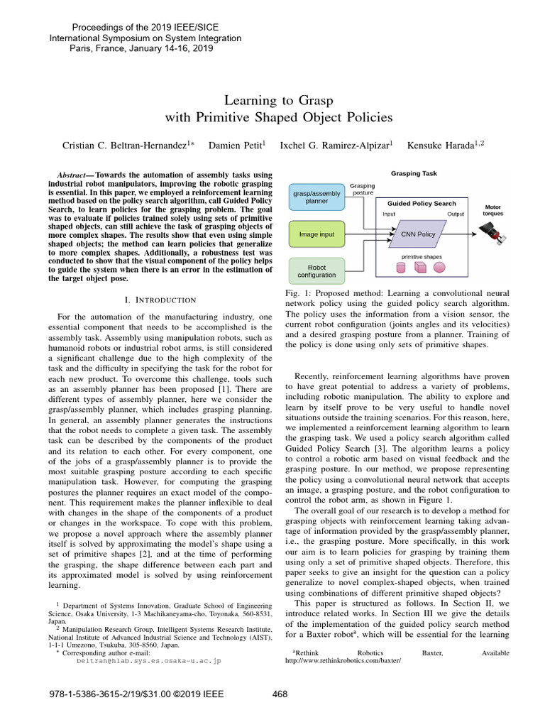 Beltran-Hernandez Et Al - 2019 - Learning To Grasp With Primitive Shaped Object Policies | PDF ...