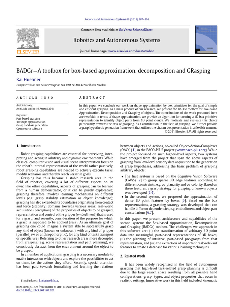 BADGr—A toolbox for box-based approximation, decomposition and GRasping ...