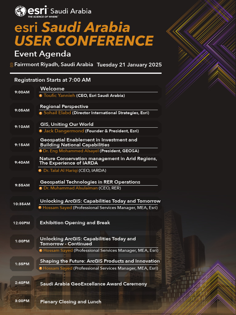 Esri Saudi Arabia User Conference 2025 Agenda | PDF | Esri | Geographic ...