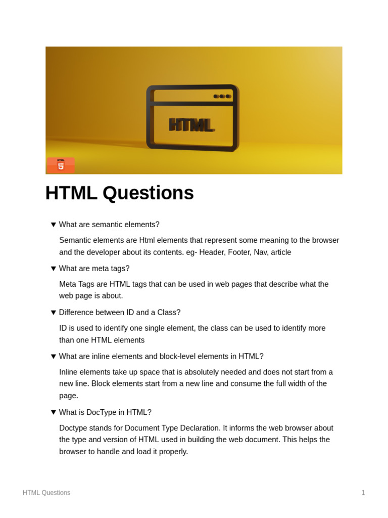 Fundamental HTML Questions Volume 02 | PDF