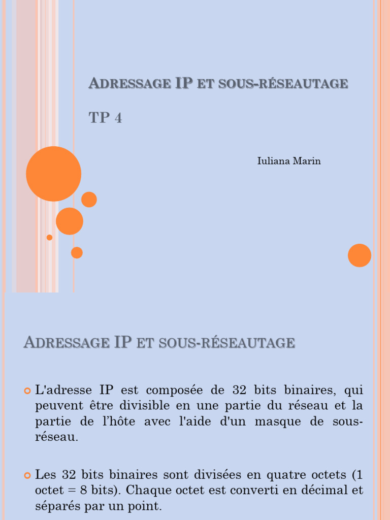 Adressage IP et Sous-Réseautage Explicatif | PDF | Adresse IP ...