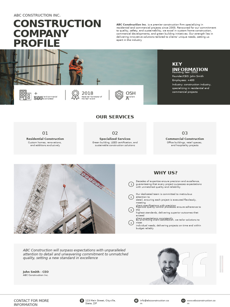 ABC Construction Company Profile | PDF | Chromium | Alloy