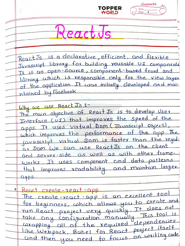 React Handwritten Notes Premium - CodeHype | PDF