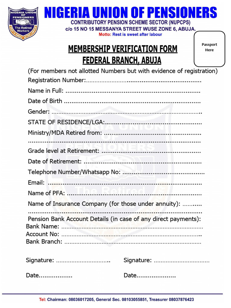 Membership Verification Form Template | PDF