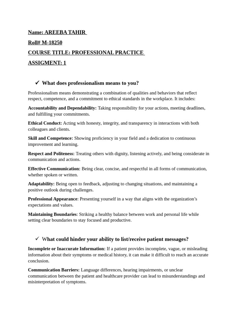 Professional Practice Assignment#1 | PDF | Medical Diagnosis ...