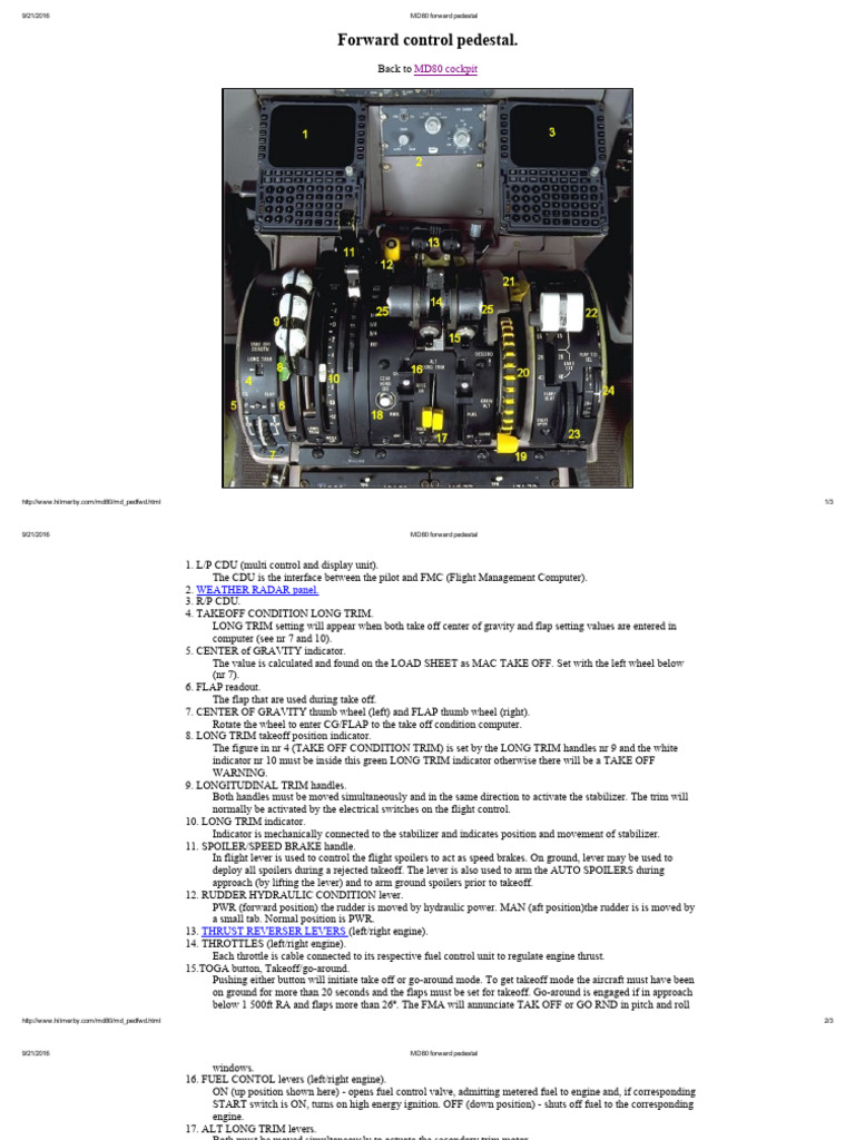 MD80 Forward Pedestal | PDF | Aircraft Flight Control System | Aerospace