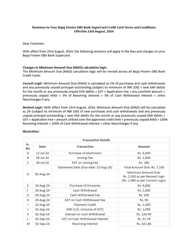 MITC and Fee Changes Supercard | PDF | Credit Card | Debit Card