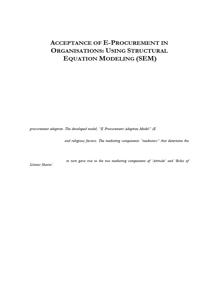 E-Procurement Adoption Model in Islamic Context | PDF | Structural Equation Modeling | Survey ...