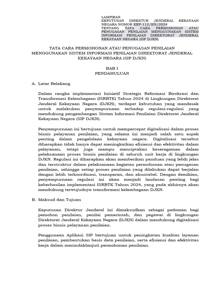 Tata Cara Penilaian SIP DJKN 2024 | PDF