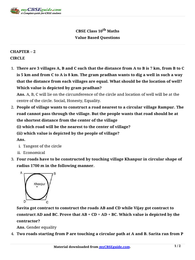 Math Question For Class 10 | PDF