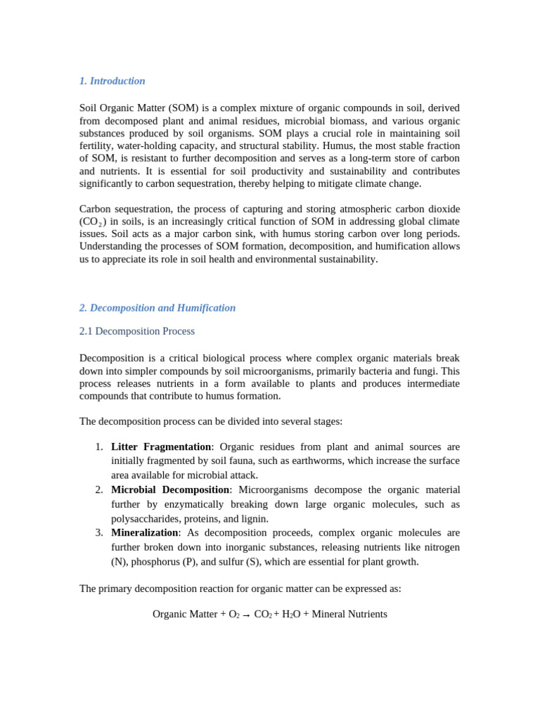 Soil Organic Matter and Humus Lesson | PDF | Soil | Organic Matter