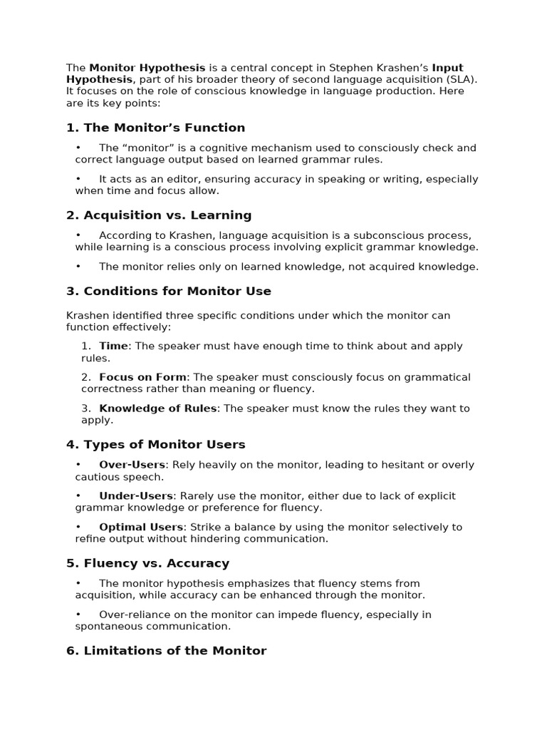 Understanding Krashen's Monitor Model | PDF | Second Language ...