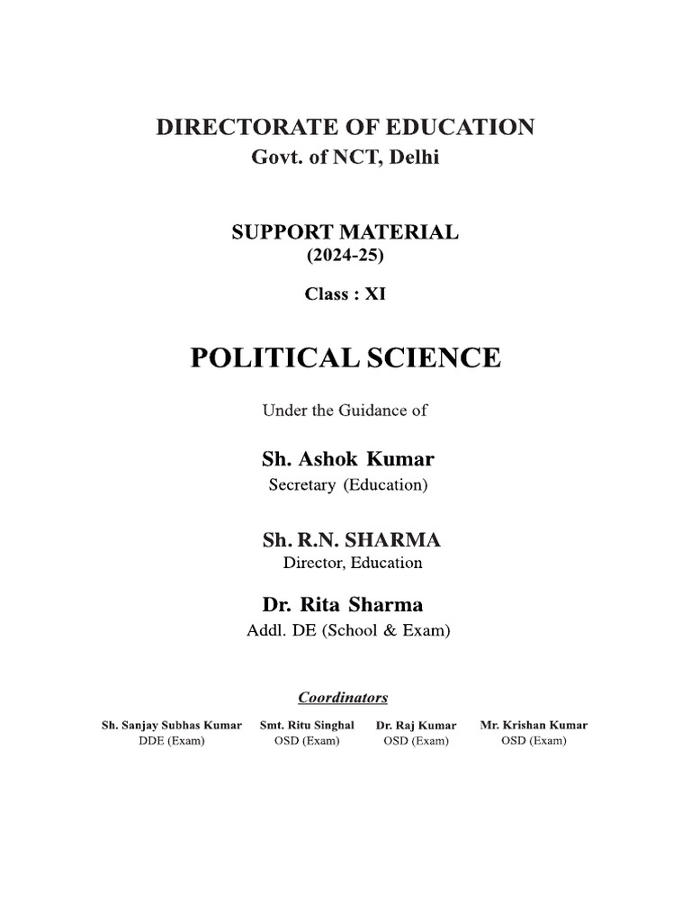 XI Pol SC SM Delhi 2024-25 | PDF | Constitution | Governance