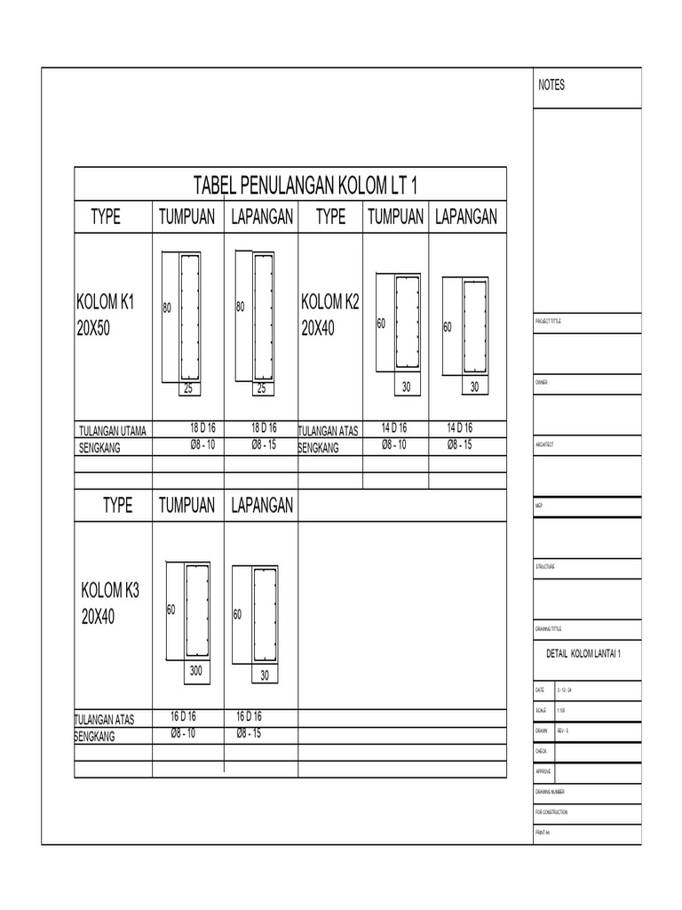 Detail Kolom Lt. 1 | PDF