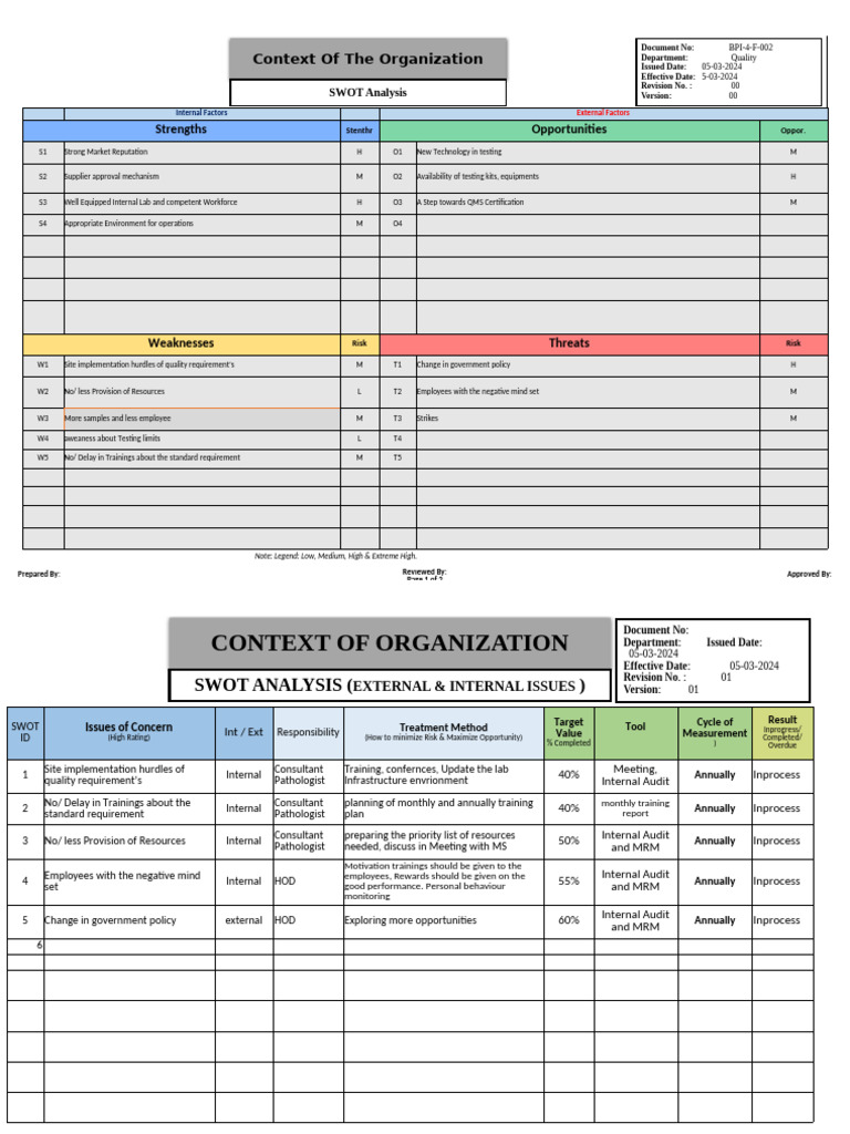 002 SWOT Analysis-Final | PDF | Swot Analysis | Internal Audit