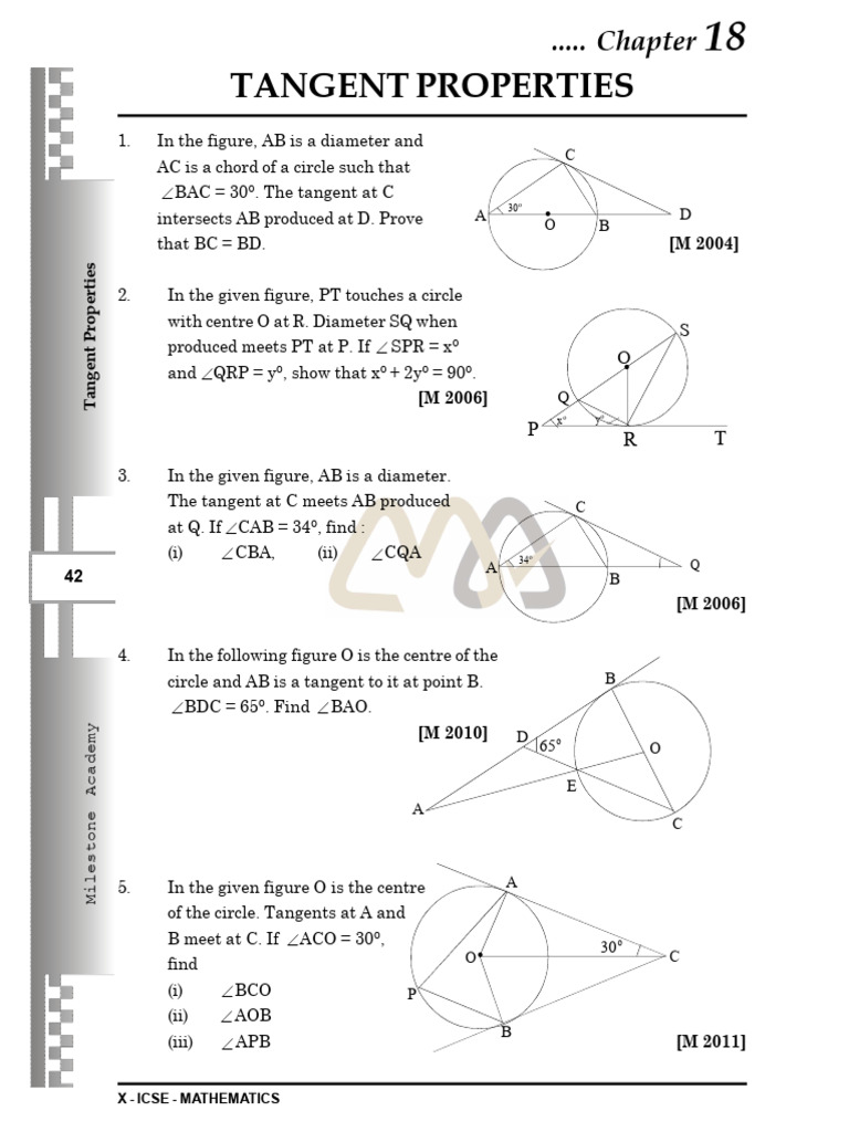 Tangent Properties | PDF | Circle | Algebraic Geometry