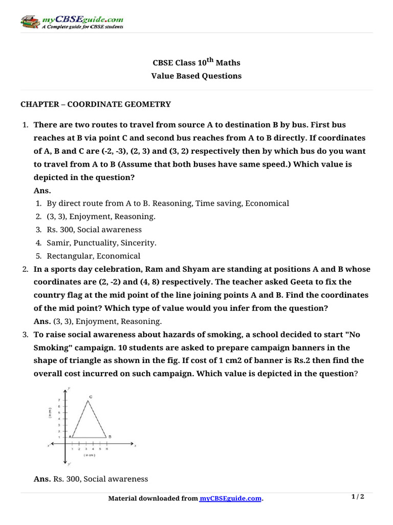 10 Maths Value Based 1 | PDF
