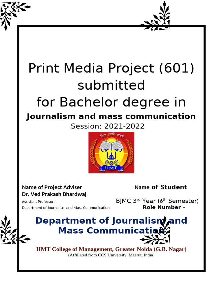 Journalism Degree Print Media Study | PDF