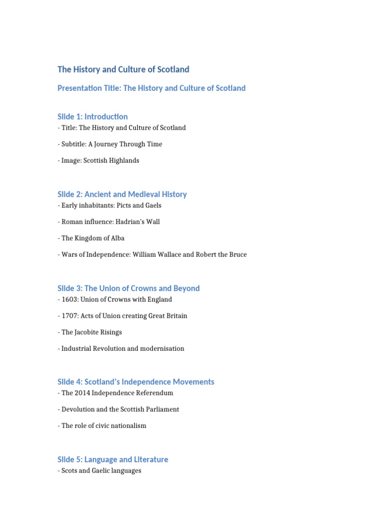 The History and Culture of Scotland | PDF