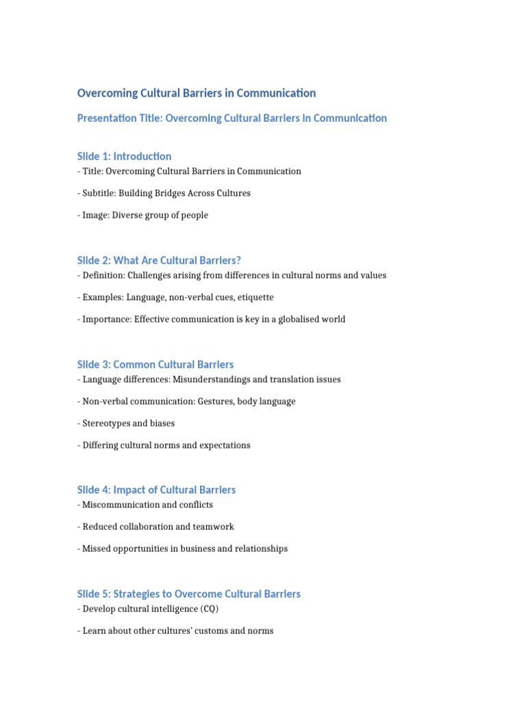 Overcoming Cultural Barriers in Communication | PDF
