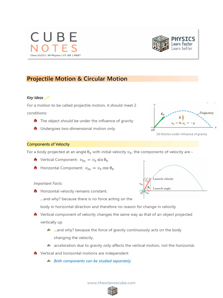 4 Cube Notes Projectile Motion & Circular Motion PDF | PDF ...