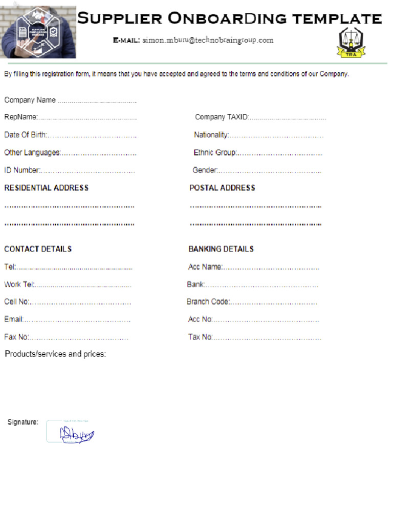 Supplier Onboarding Template | PDF