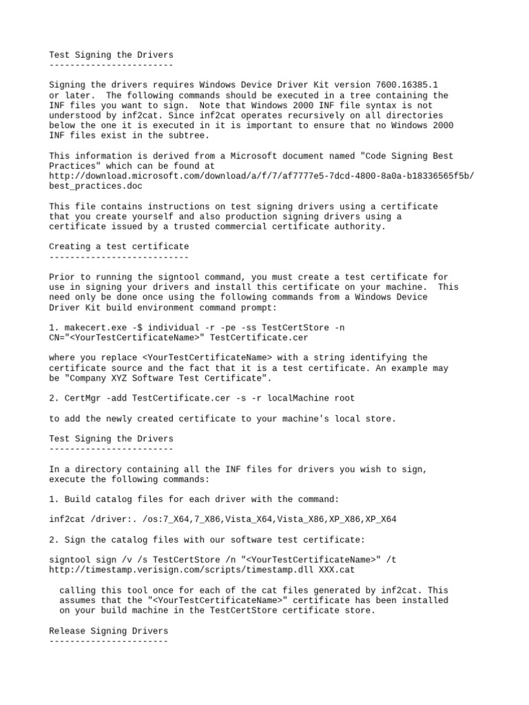 signing | PDF | Device Driver | Computer File
