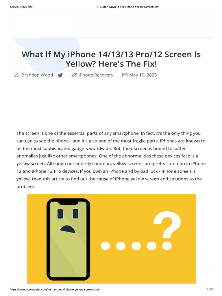 7 Super Ways To Fix Iphone Yellow Screen Tint | PDF