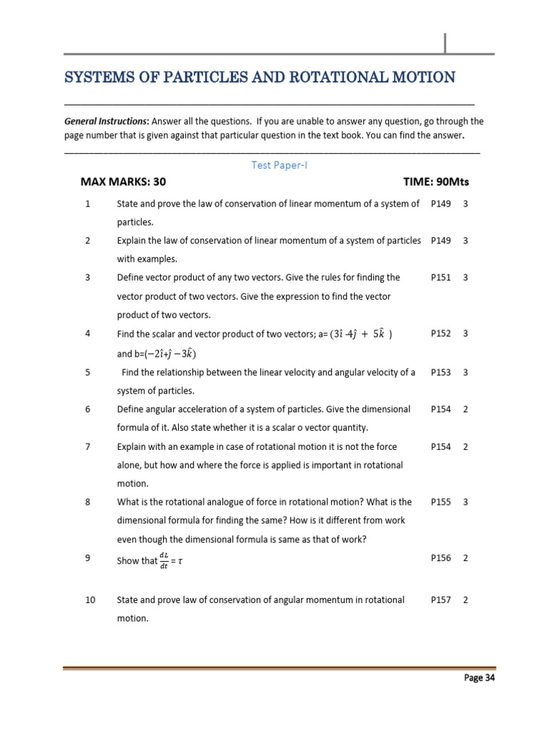 CBSE Class 11 Physics Systems of Particles and Rotational Motion (1) - 1 | PDF | Force ...