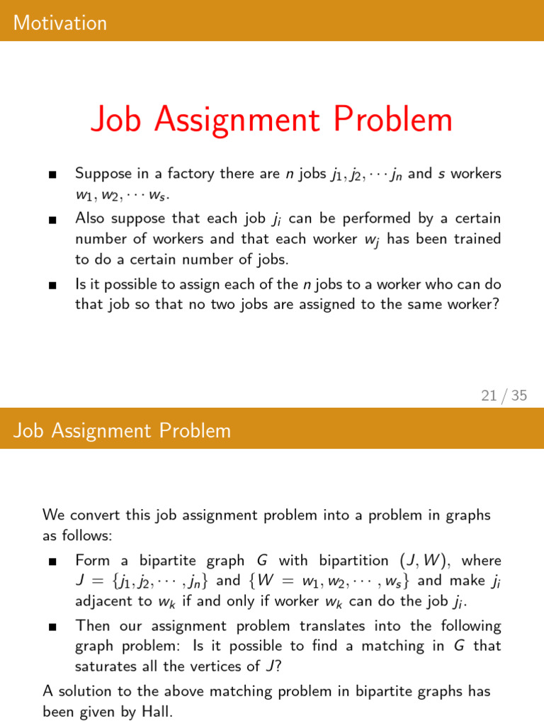 Job Assignment and Matching Problems | PDF | Discrete Mathematics ...