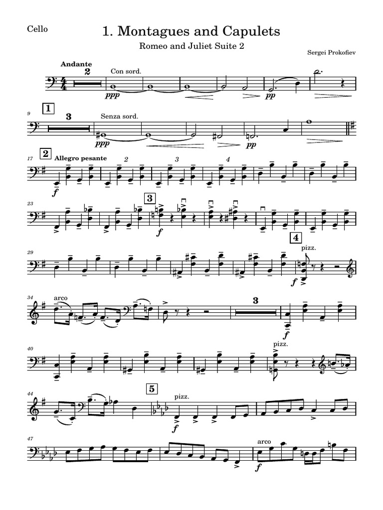 Prokofiev's Montagues and Capulets Cello | PDF | Characters In Romeo ...
