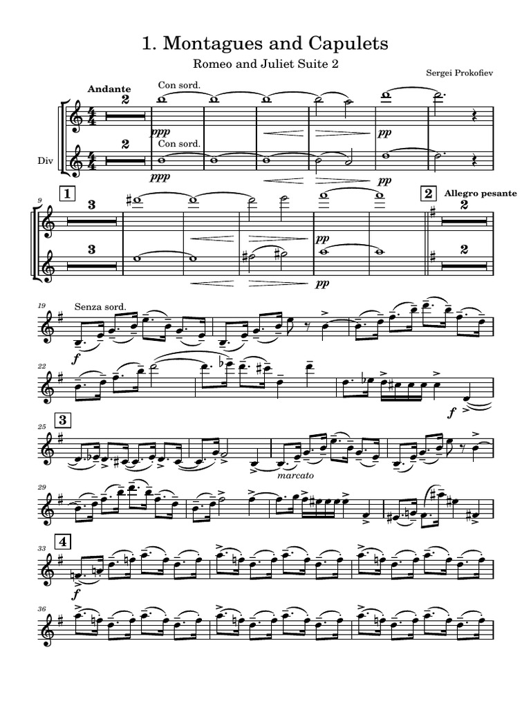 Montagues and Capulets Violin 1 | PDF