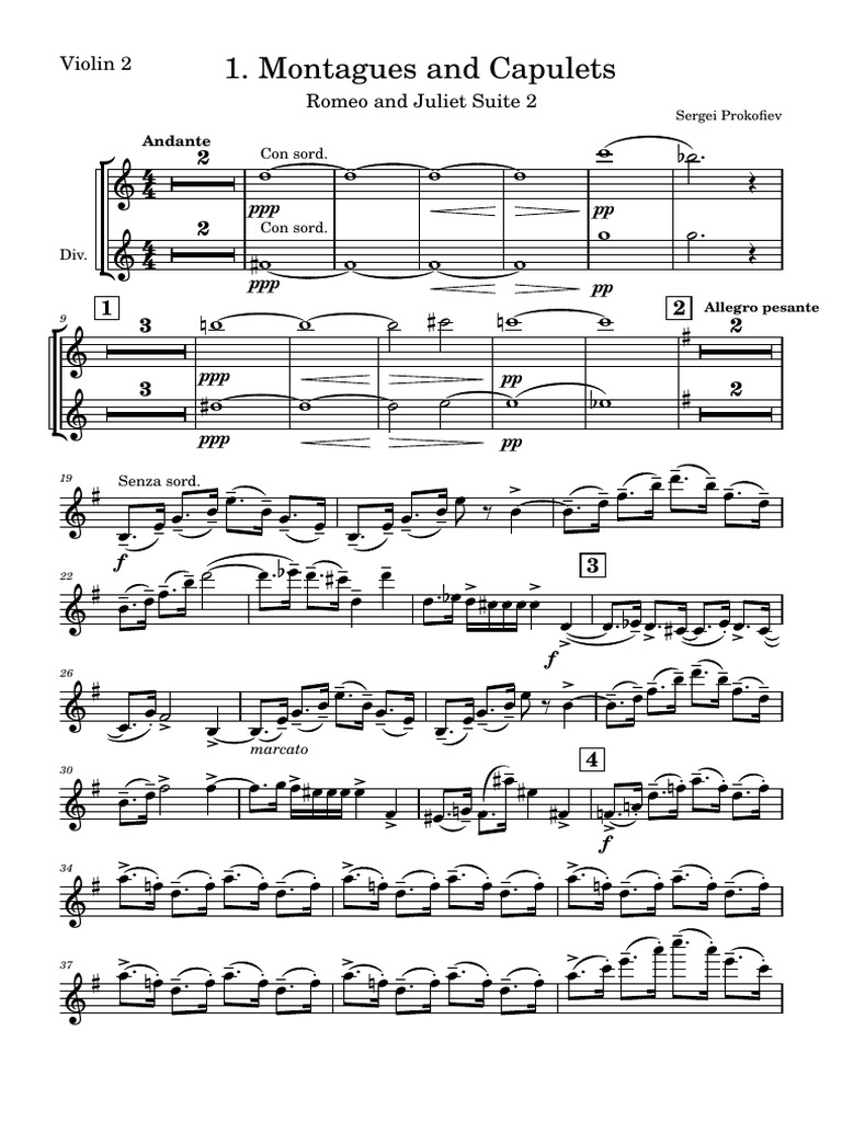 Montagues and Capulets Violin 2 | PDF
