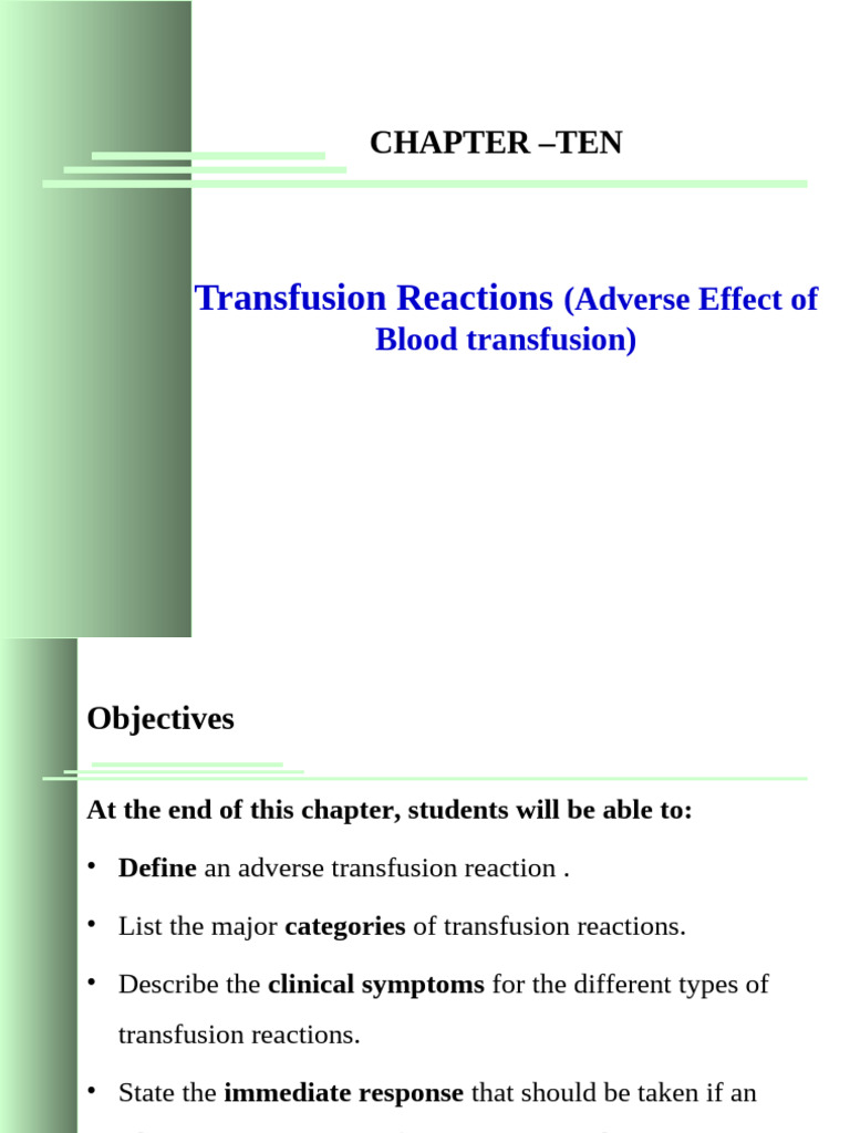 Understanding Transfusion Reactions | PDF | Blood Transfusion | Hematology