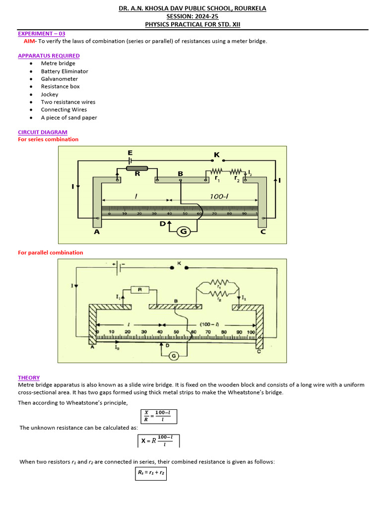 Verify Resistance Laws with Meter Bridge | PDF | Electrical Resistance And Conductance ...