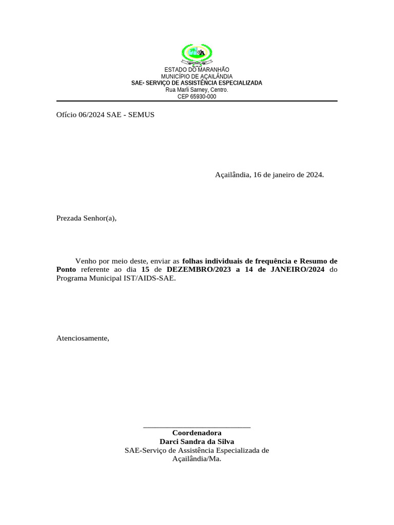 Oficio 006 FOLHA DE FREQUENCIA | PDF