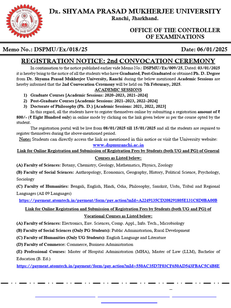 06.01.2025 - Registration Notice - Second Convocation | PDF