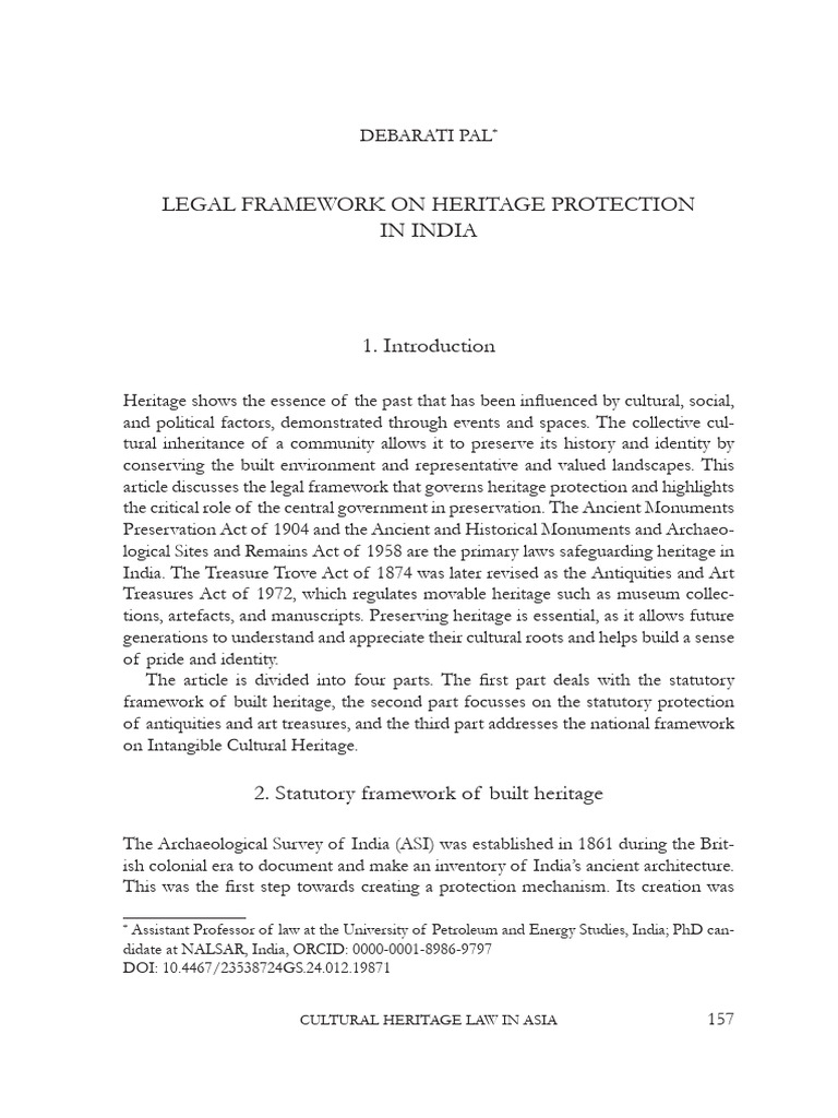 Heritage Protection Laws in India | PDF | Cultural Heritage | Historic ...
