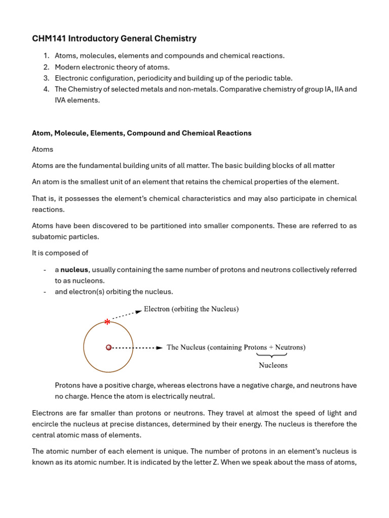Intro to Atoms, Molecules, and Reactions | PDF | Atomic Orbital | Atoms