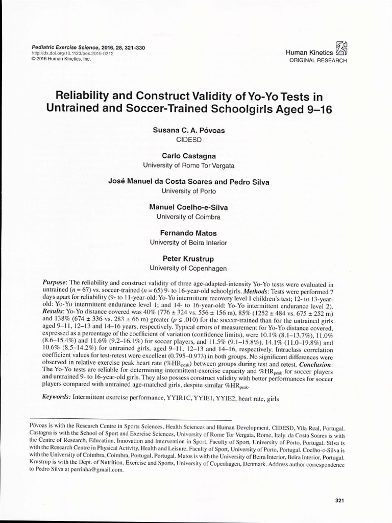 Reliability and Construct Validity of Yo Yo Tests in Untrained and ...