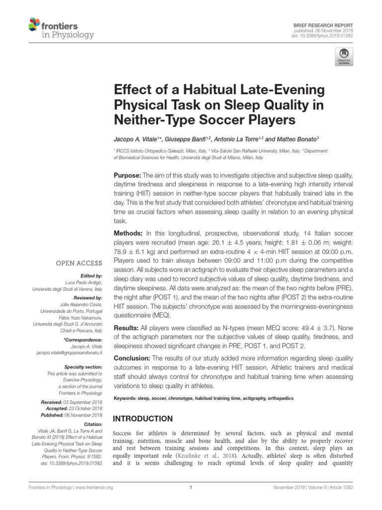 Effect of A Habitual Late-Evening Physical Task On Sleep Quality in ...