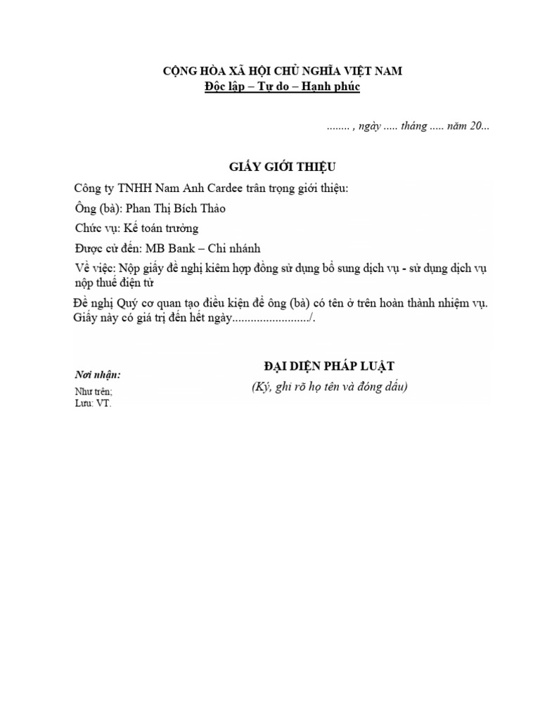 GIAY GIOI THIEU | PDF