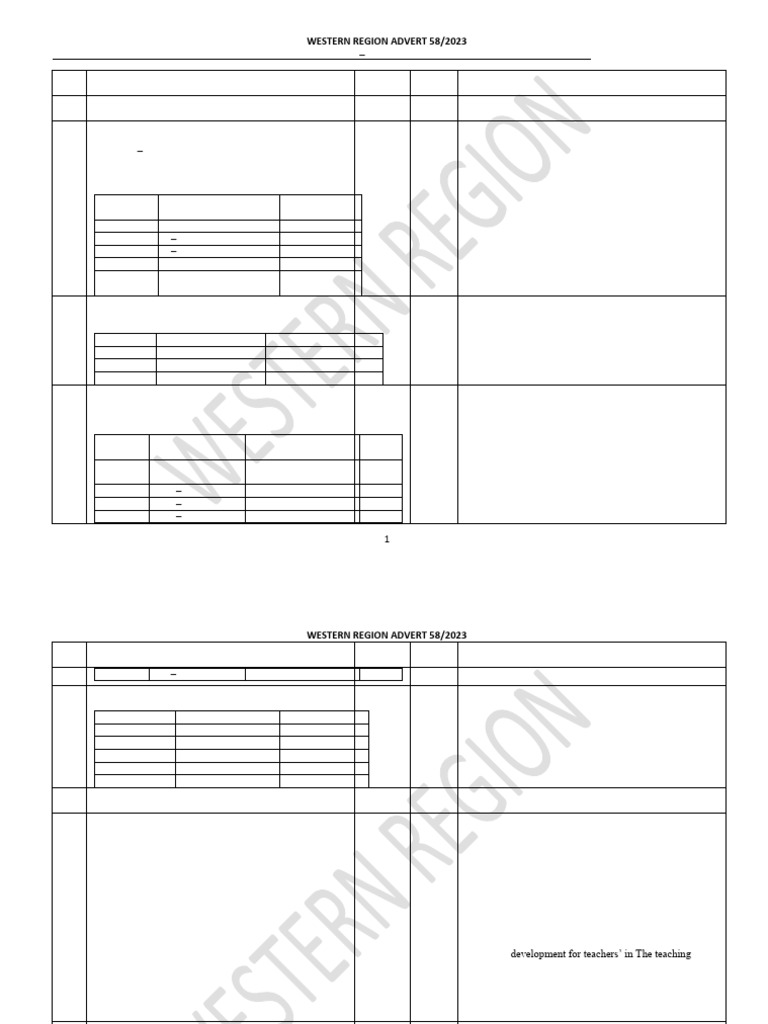 Advert - 58 - 2023 - c4 Deputy Head Teacher Reg Score Sheet | PDF