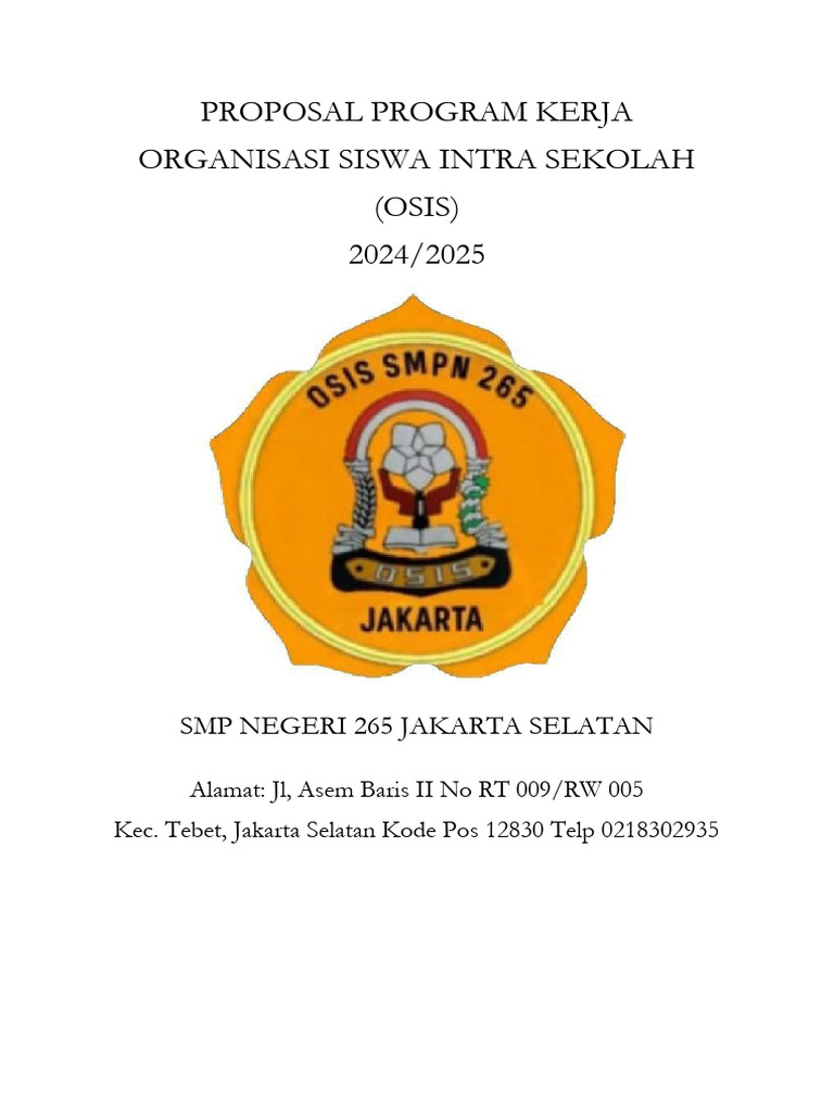 Proposal Program Kerja OSIS SMPN 265 | PDF
